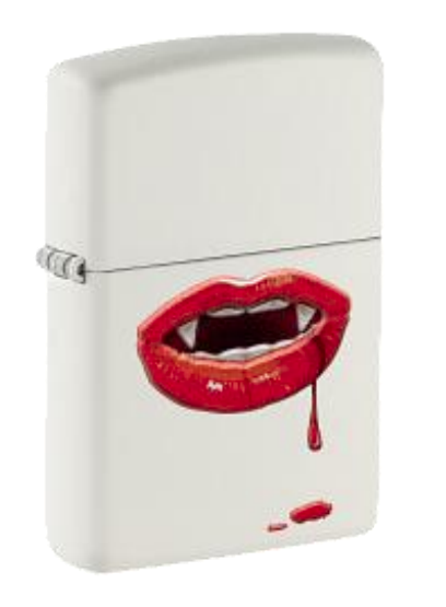 Zippo Vampire Lips Design, White Matte Lighter #48656 – Benhalex