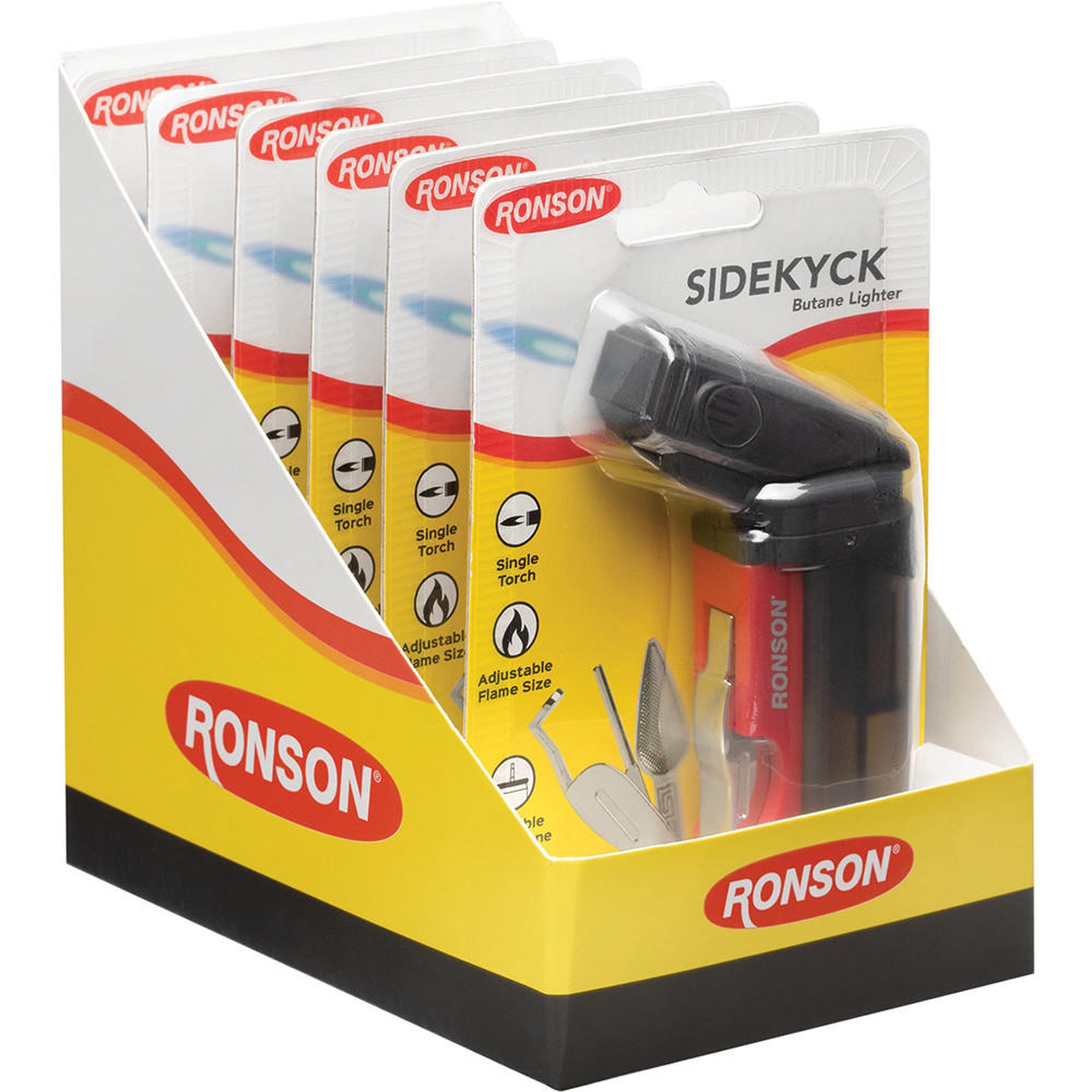 Ronson SIDEKYCK Butane Lighter Blister Pack (6 Lighters) #40175 – Benhalex