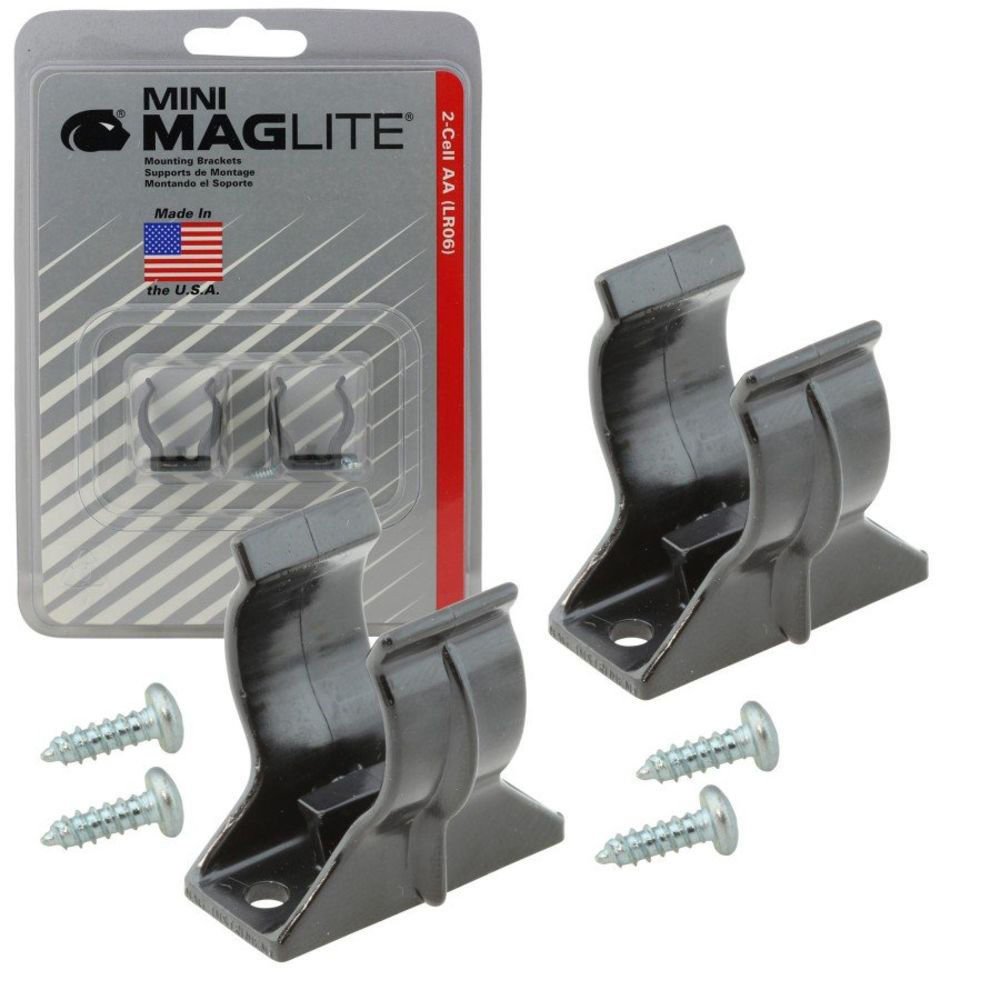 MAGLITE Mini Mounting Brackets, Black, Mount On Wall, Vehicle, Boat #A ...